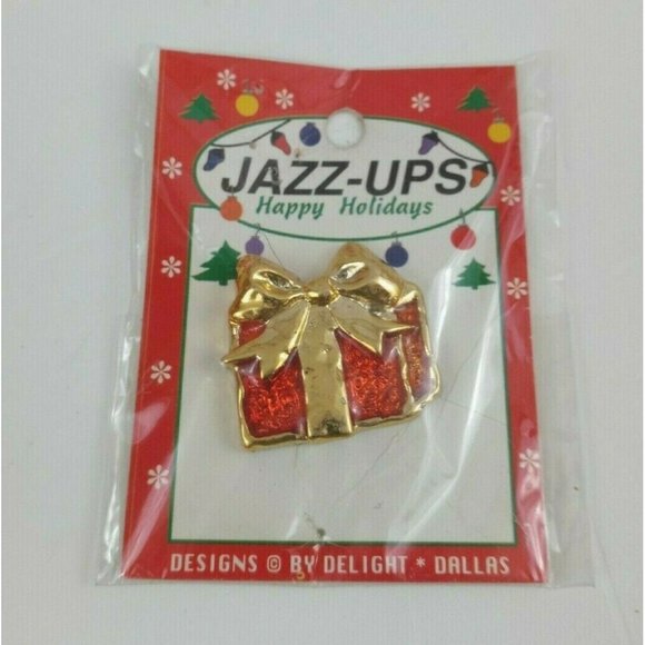 Jewelry | Jazz Ups Happy Holidays Red Present With Gold Enamel Ribbon ...